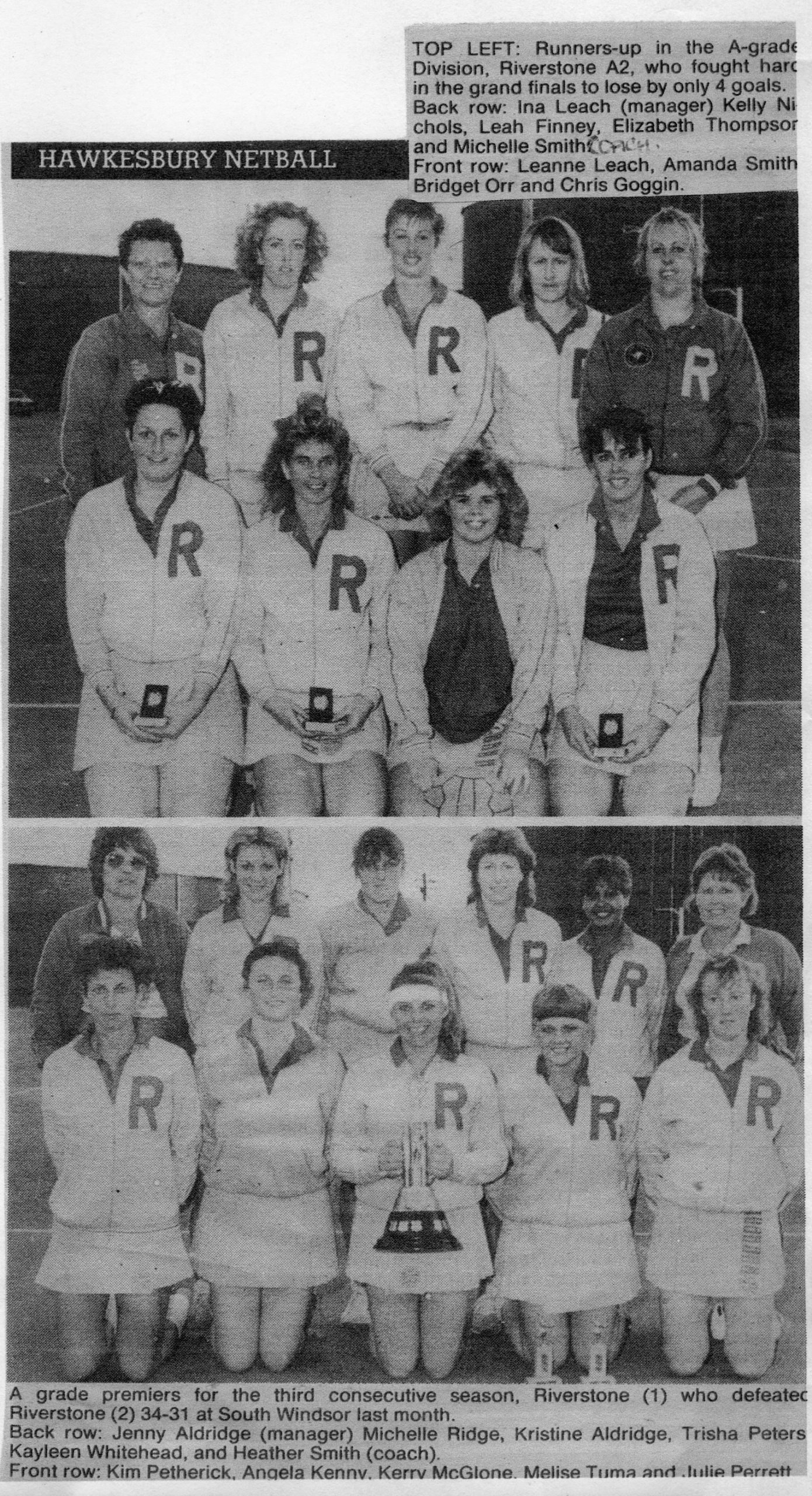 Riverstone Netball Club – The First Ten Years – Riverstone & District ...